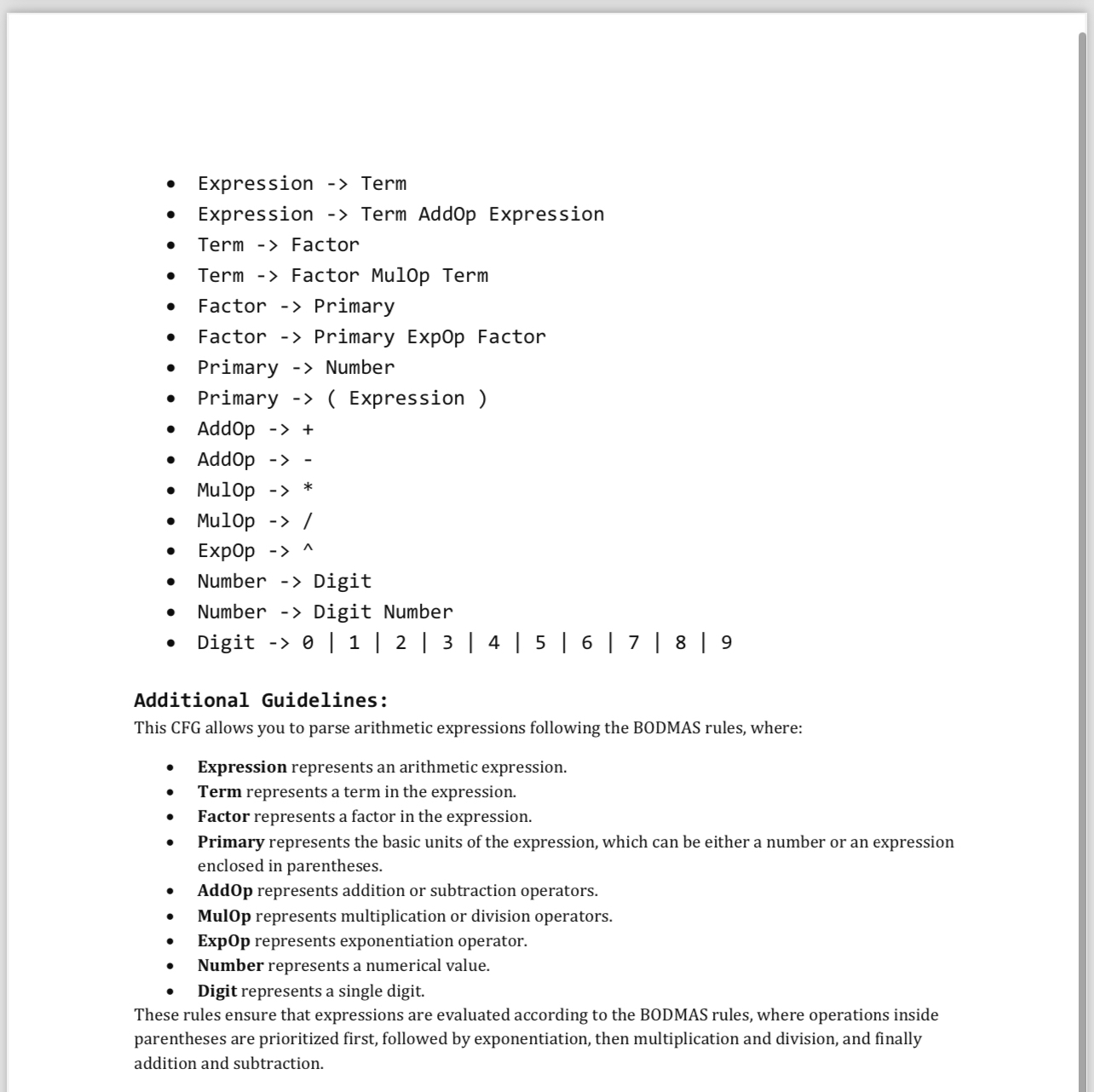 Solved Expression -> ﻿TermExpression -> ﻿Term AddOp | Chegg.com