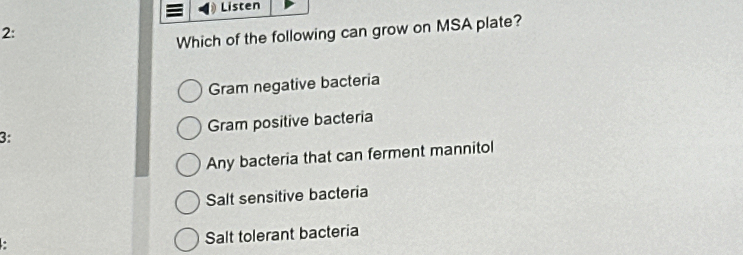 Solved Which of the following can grow on MSA plate?Gram | Chegg.com