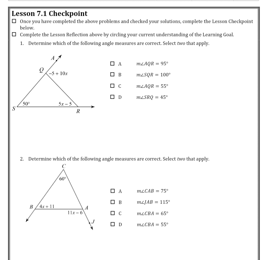 Solved Lesson 7.1 ﻿CheckpointOnce you have completed the | Chegg.com