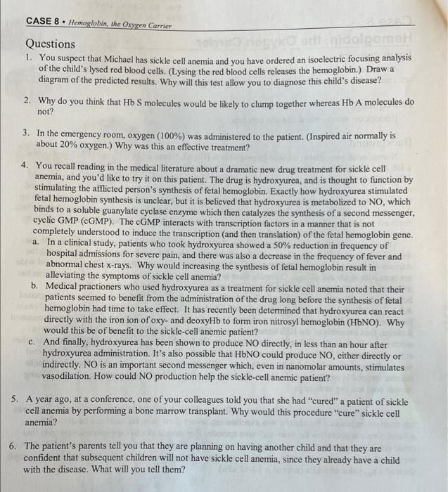 Solved Questions 1. You suspect that Michael has sickle cell | Chegg.com