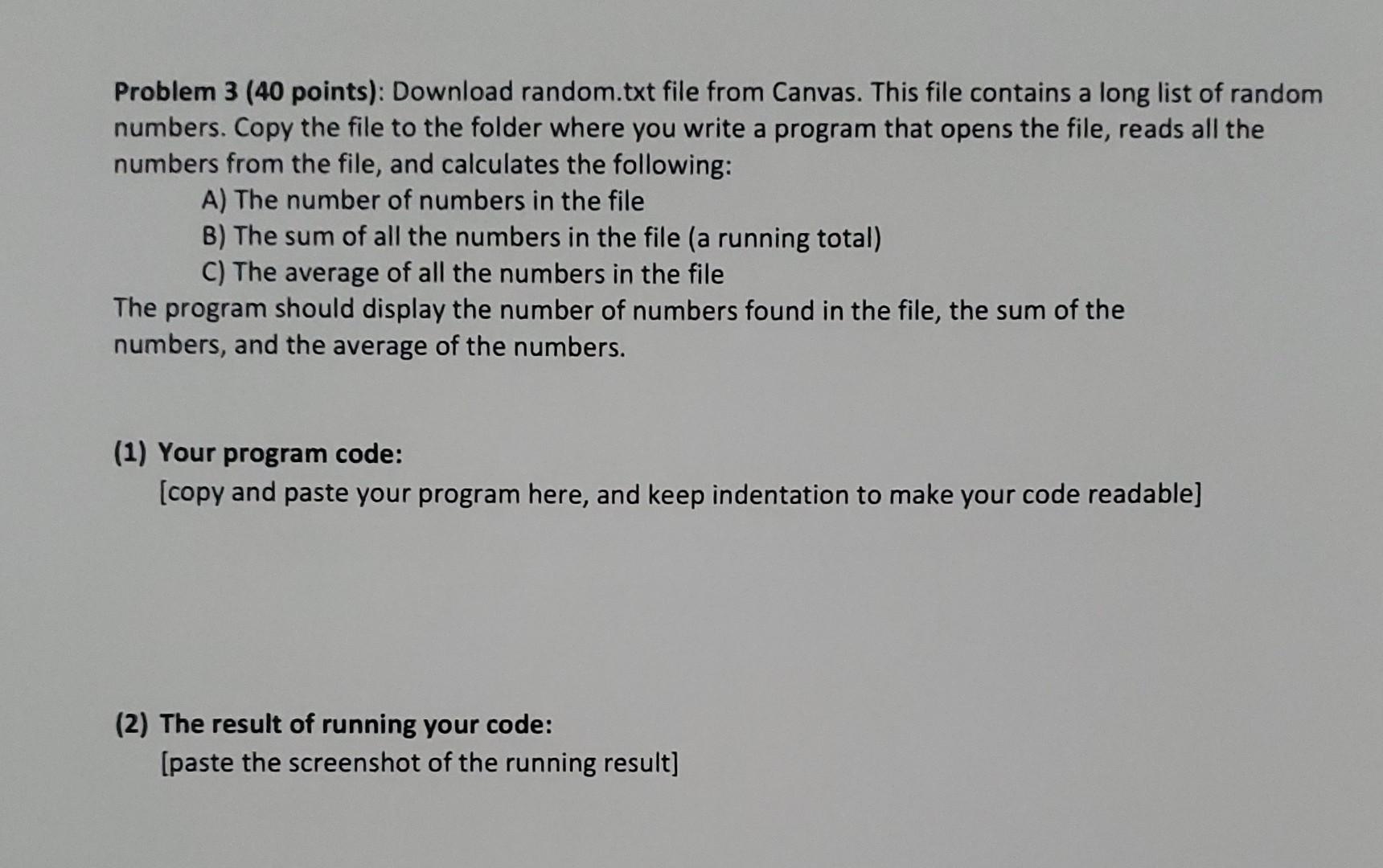 Solved Problem 1 (20 points): Write a program that displays | Chegg.com