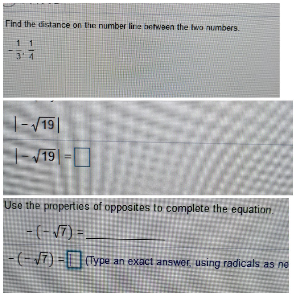 Solved Find the distance on the number line between the two | Chegg.com