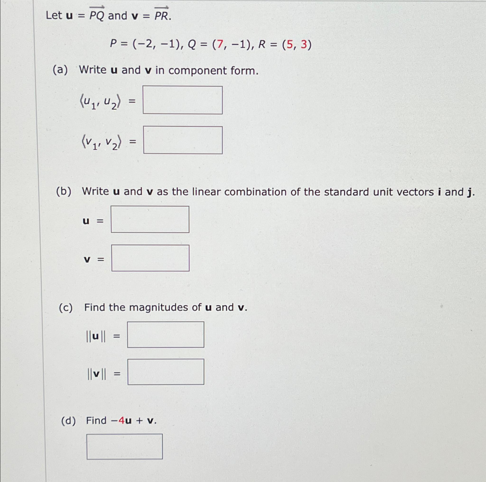 Solved Let u=vec(PQ) ﻿and | Chegg.com
