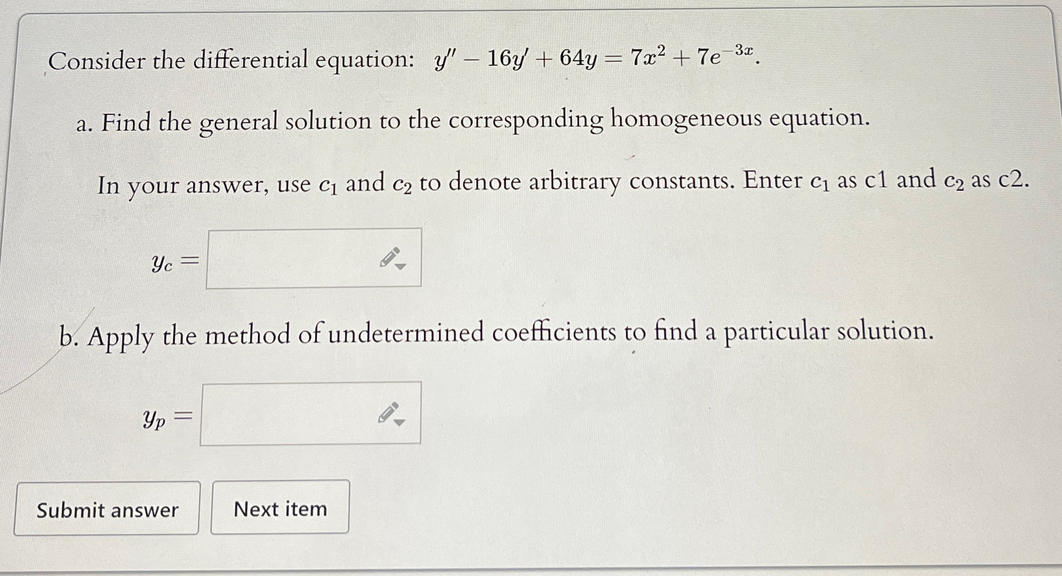 Solved Consider the differential equation: | Chegg.com
