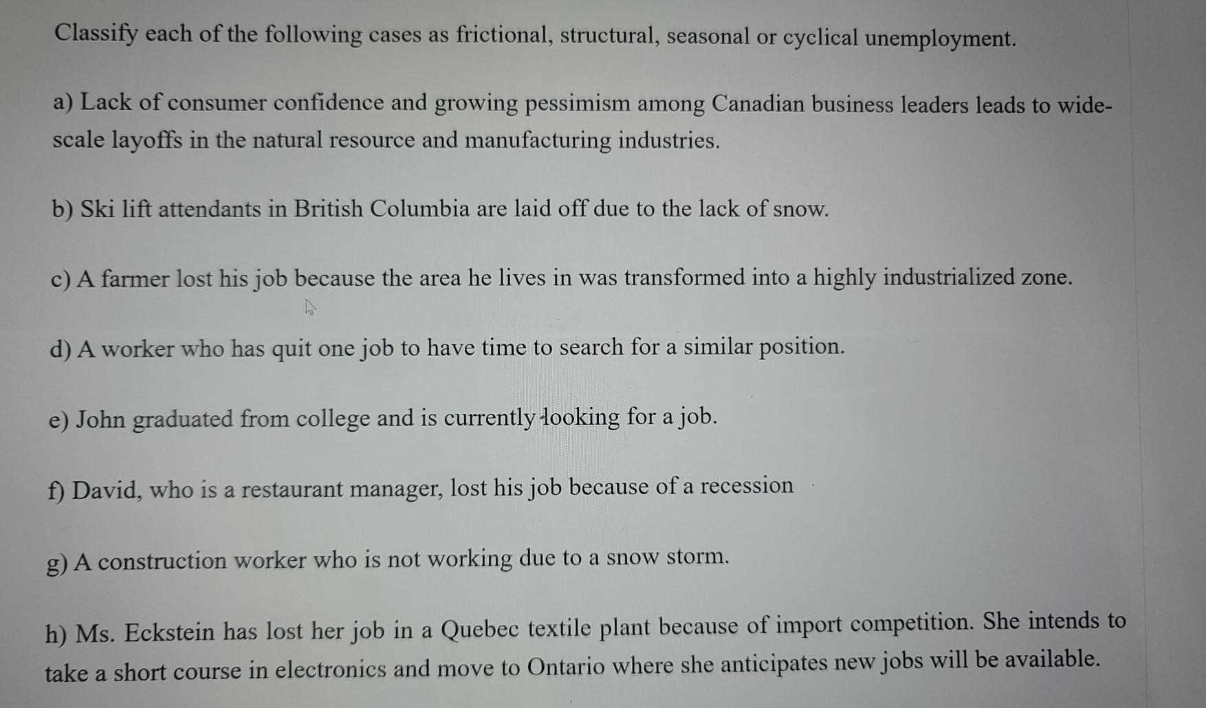 Solved Classify each of the following cases as frictional, | Chegg.com