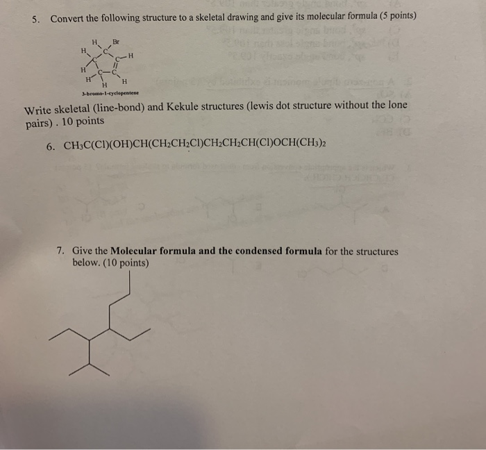 Solved 5. Convert the following structure to a skeletal | Chegg.com