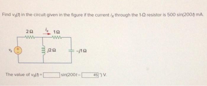 Solved Find vs(t) in the circuit given in the figure if the | Chegg.com