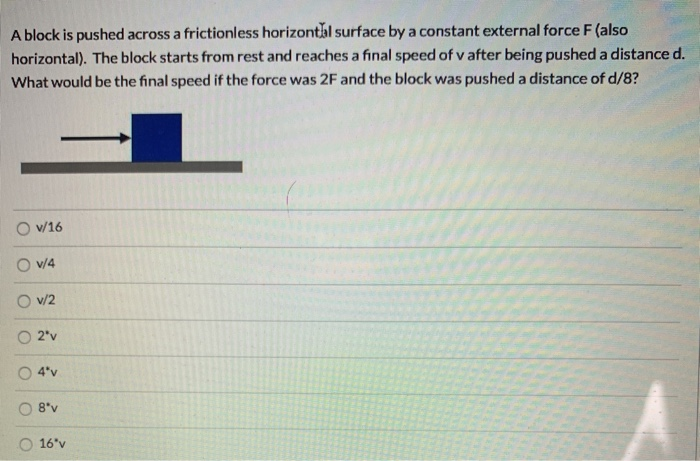 Solved A block is pushed across a frictionless horizontal | Chegg.com