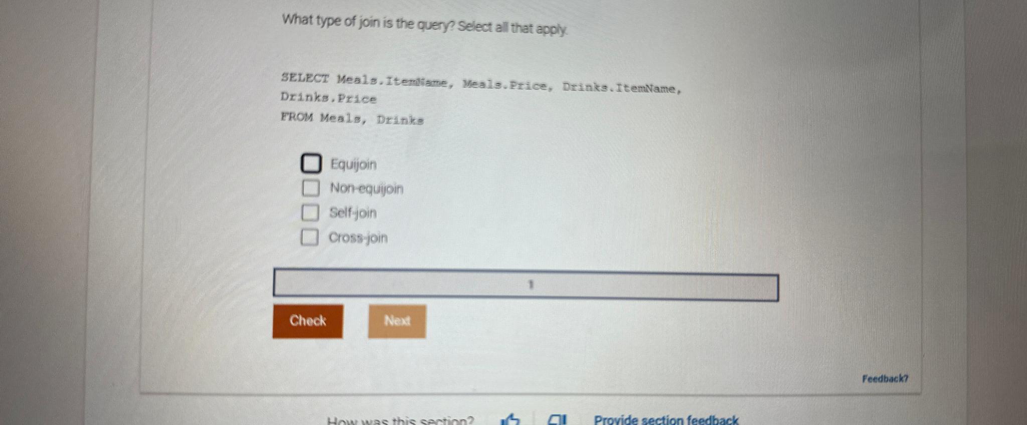Solved What type of join is the query? select all that | Chegg.com