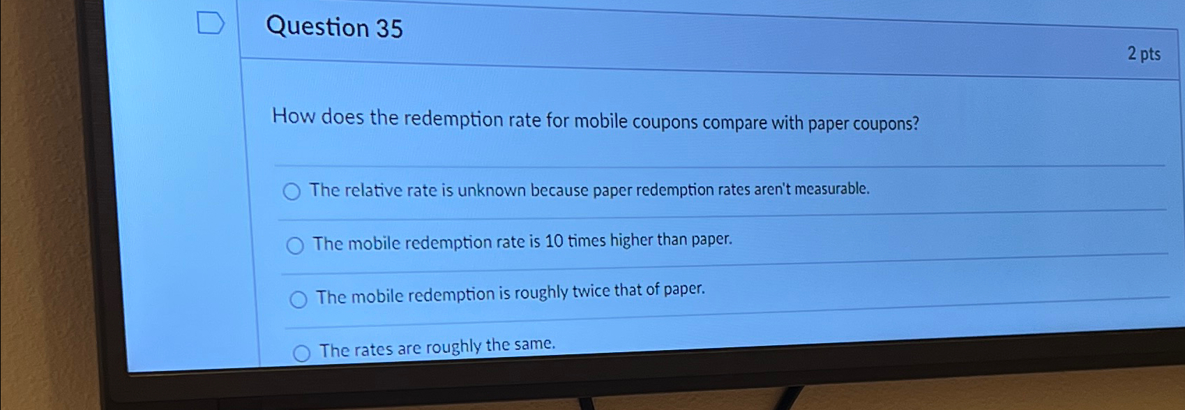 Solved Question 352 ﻿ptsHow does the redemption rate for | Chegg.com