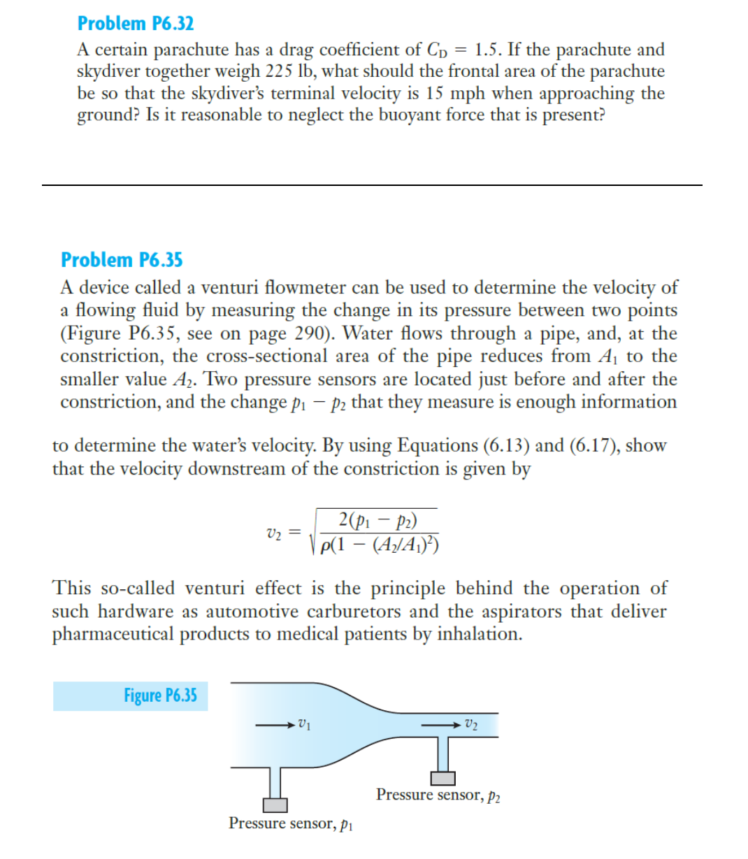 Solved Problem P6.32A certain parachute has a drag | Chegg.com
