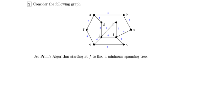 2 consider The Following Graph Use Prim S Algorithm