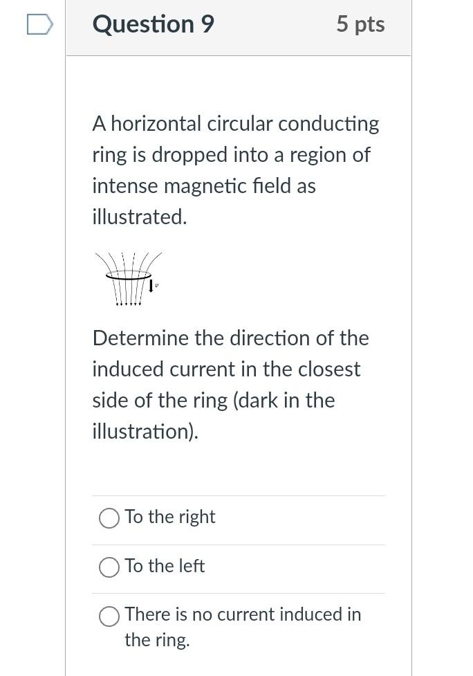 Solved A horizontal circular conducting ring is dropped into | Chegg.com