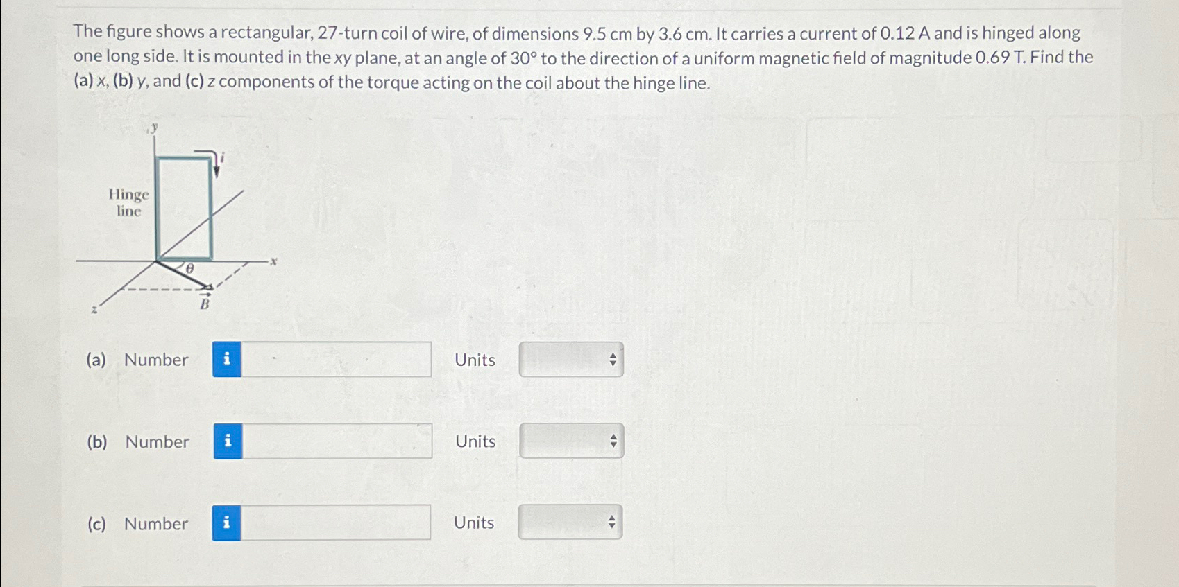 Solved The figure shows a rectangular, 27-turn coil of wire, | Chegg.com