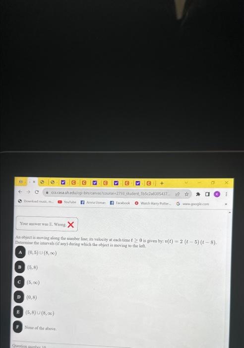 Solved An object is moving along the number line; its | Chegg.com