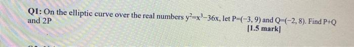 Solved Q1: On the elliptic curve over the real numbers | Chegg.com