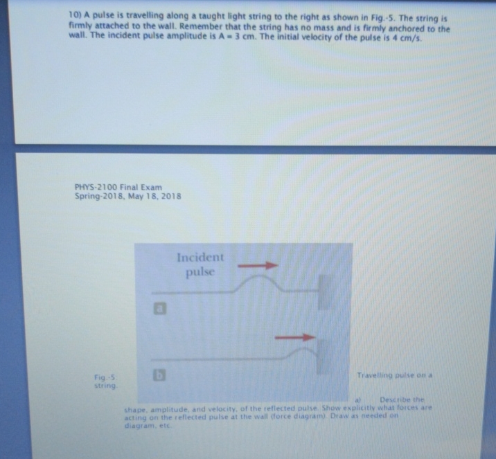 Solved A pulse is travelling along a taught light string to | Chegg.com