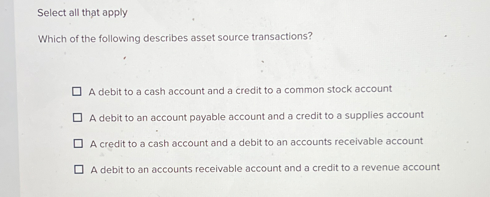 Solved Select all that apply\\nWhich of the following | Chegg.com