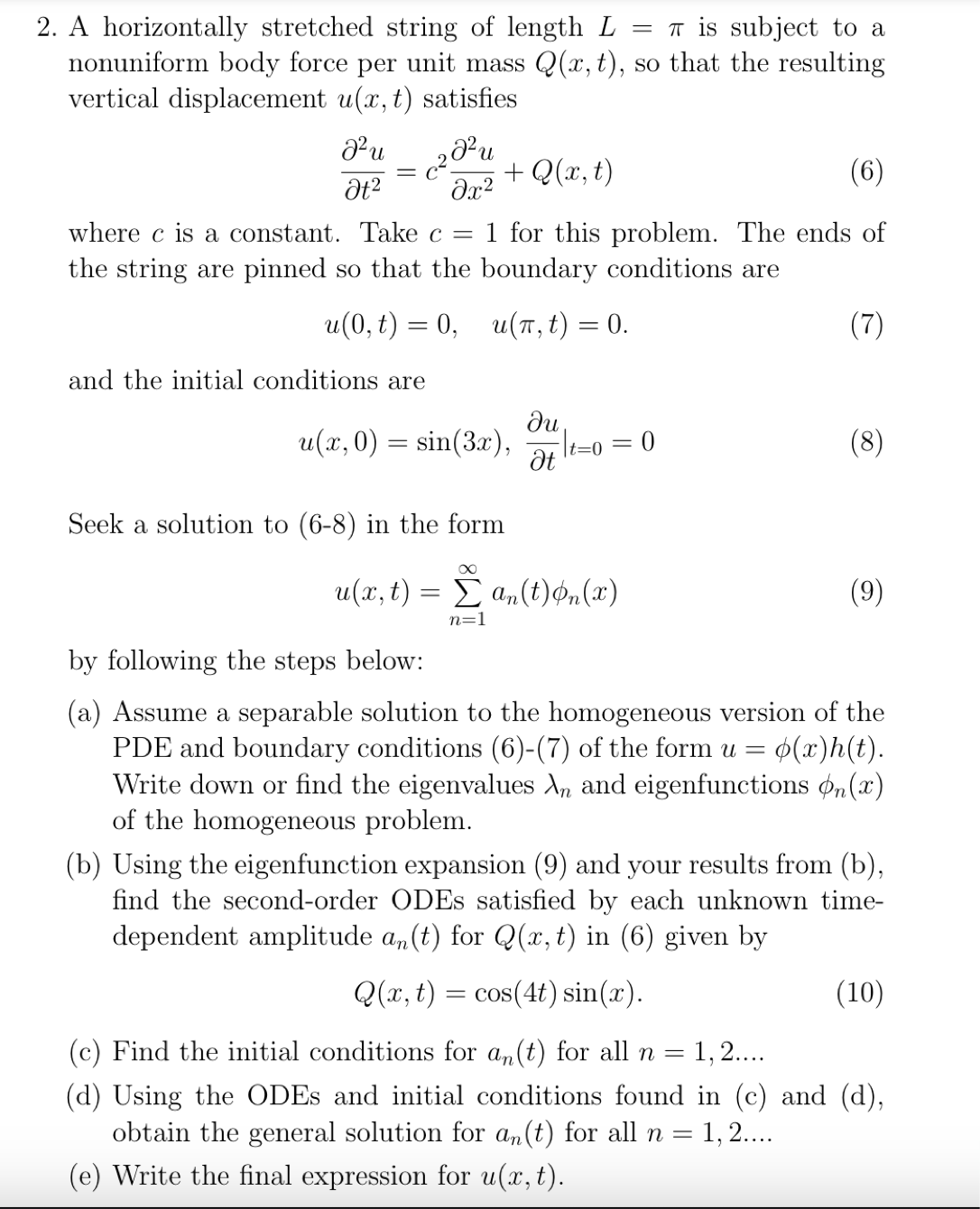 Solved A horizontally stretched string of length L=π ﻿is | Chegg.com
