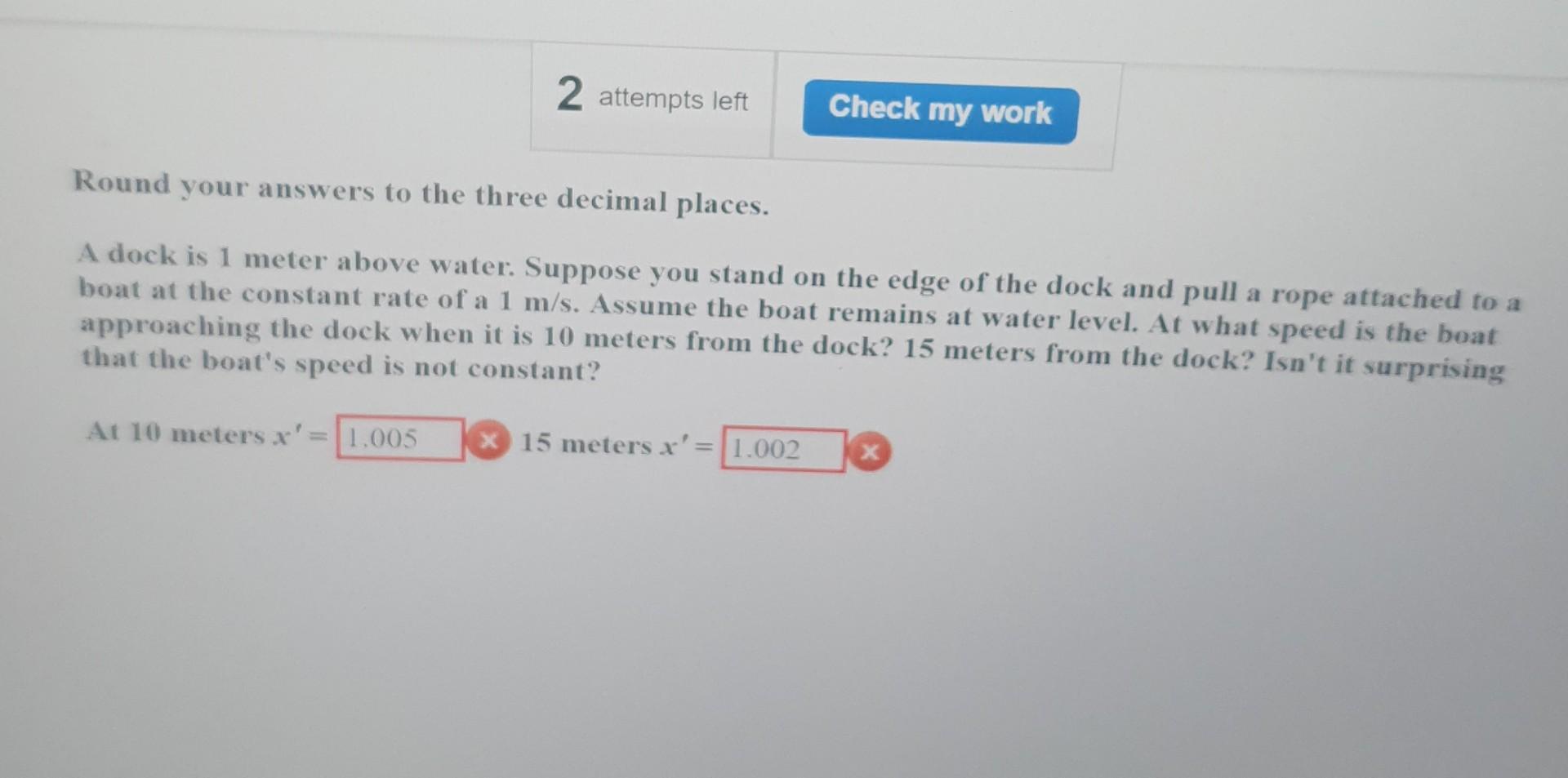 Solved 2 attempts left Check my work Round your answers to | Chegg.com
