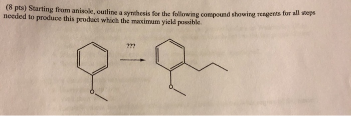 Solved (8 pts) Starting from anisole, outline a synthesis | Chegg.com