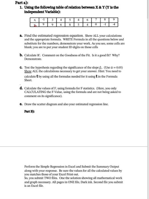 Solved Part a): 1. Using the following table of relation | Chegg.com