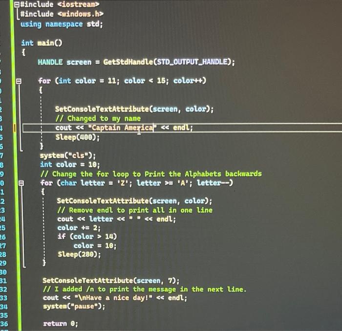 Solved GAinclude * ∗ include masin() \{ HANDLE sereen = | Chegg.com