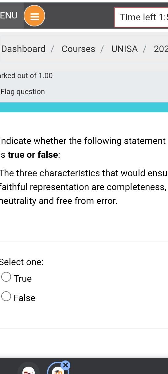 Solved Dashboard / Courses / UNISA / 202 rked out of 1.00 | Chegg.com