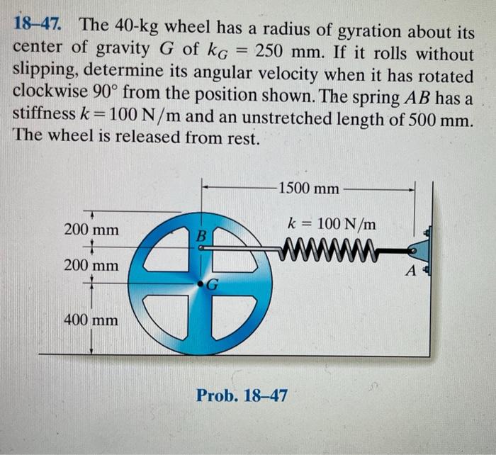 18-47. The 40−kg wheel has a radius of gyration about | Chegg.com