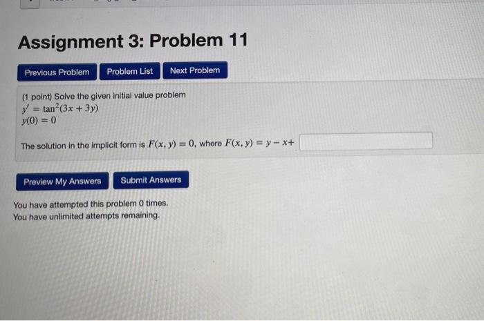 Solved Assignment 3: Problem 11 Previous Problem Problem | Chegg.com