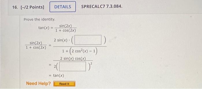 Solved Find sin(2x),cos(2x), and tan(2x) from the given | Chegg.com