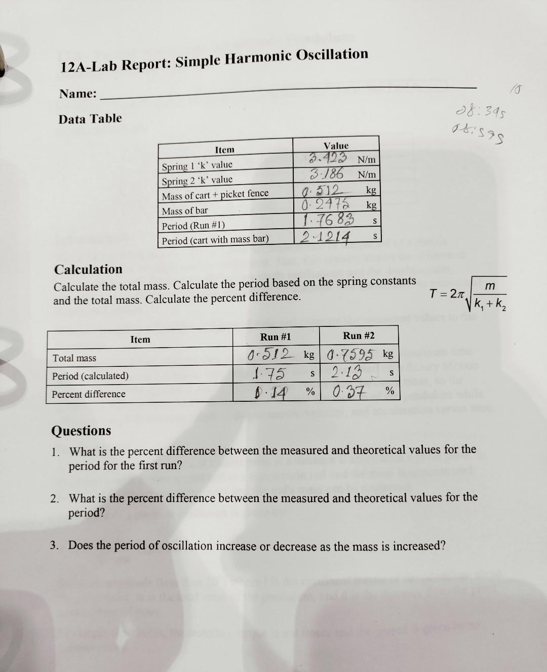 Solved Calculation Calculate the total mass. Calculate the | Chegg.com
