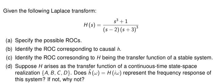 Solved Given the following Laplace transform: | Chegg.com