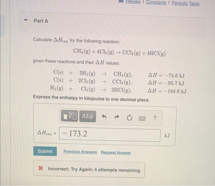Solved Calculate ΔHrxn for the following reaction: CH4( | Chegg.com