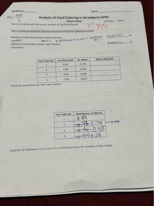 Solved An Introduction to Beer's Law: Experiment One | Chegg.com