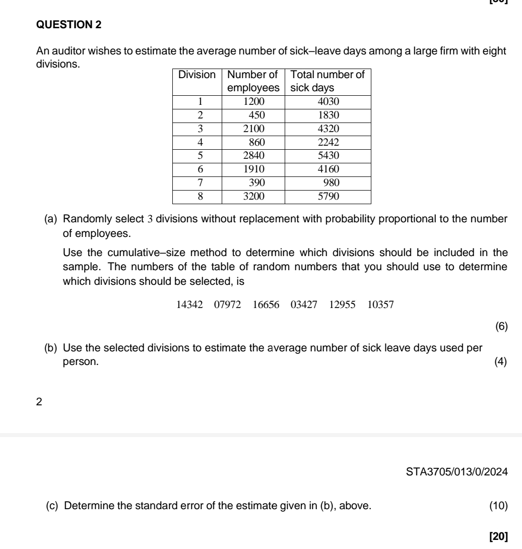 Solved QUESTION 2An auditor wishes to estimate the average | Chegg.com