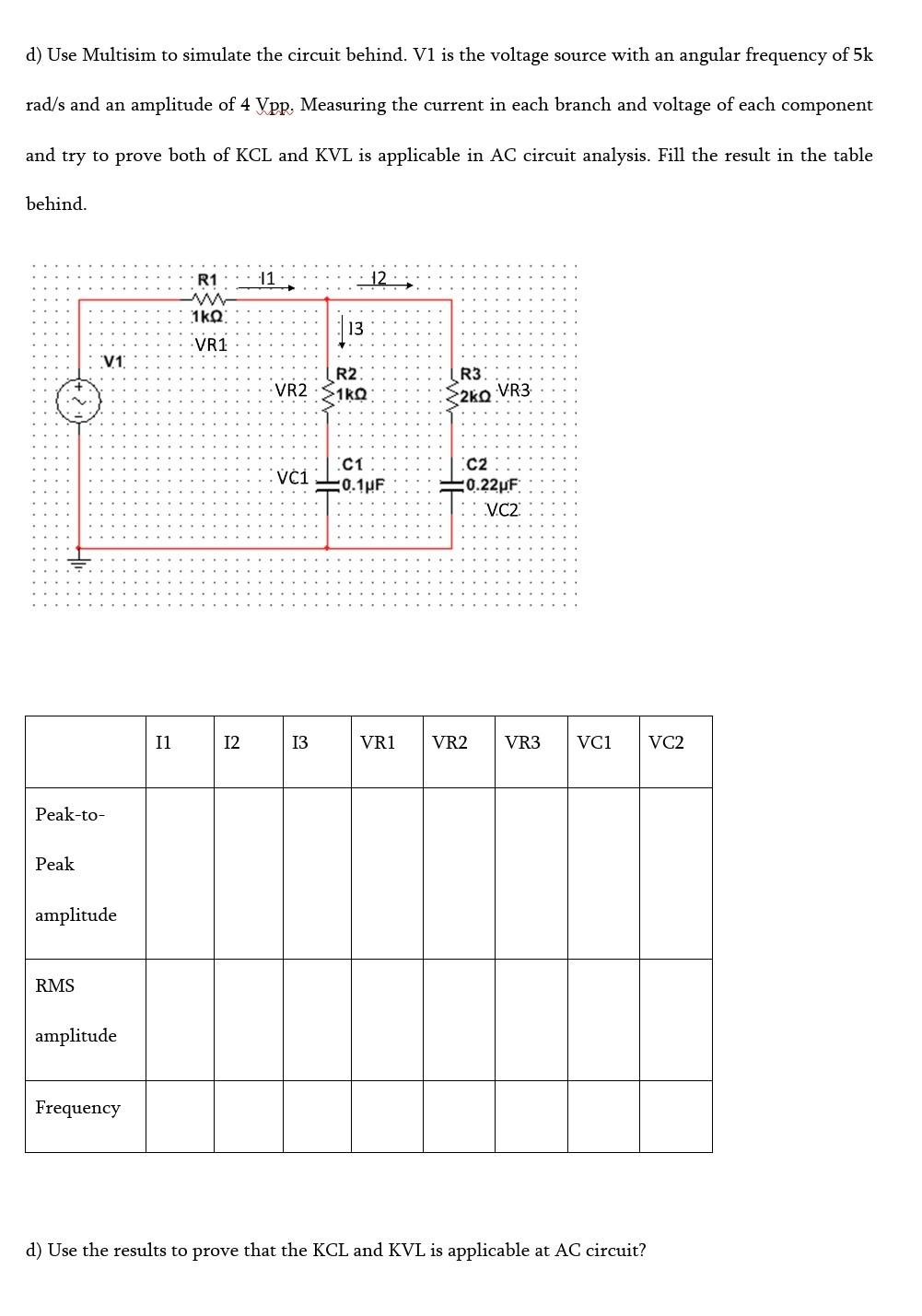 Solved d) Use Multisim to simulate the circuit behind. V1 is | Chegg.com