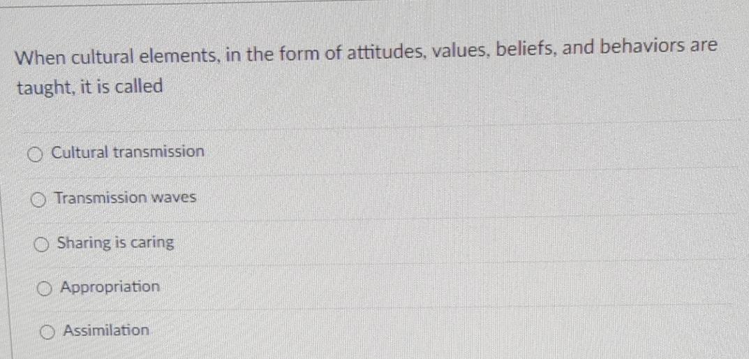 Solved When cultural elements, in the form of attitudes, | Chegg.com