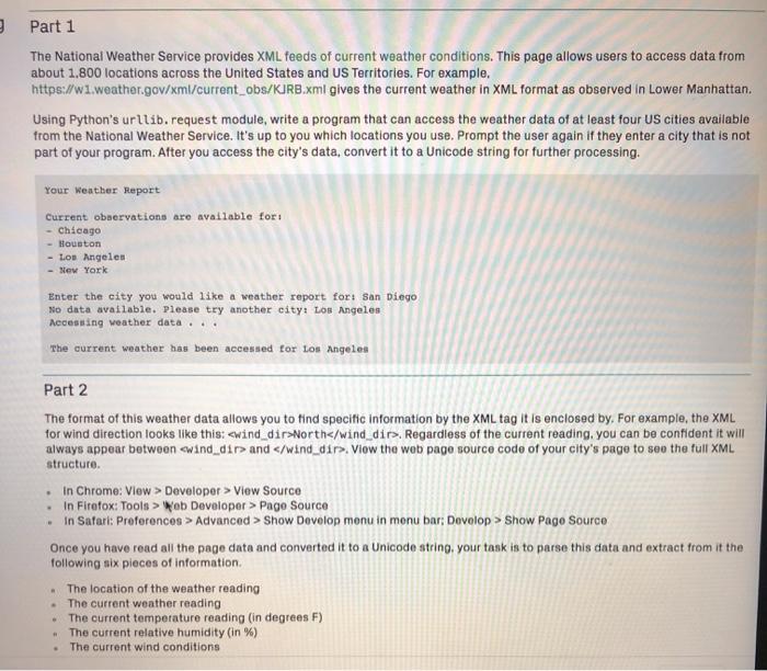 9 Part 1 The National Weather Service provides XML | Chegg.com