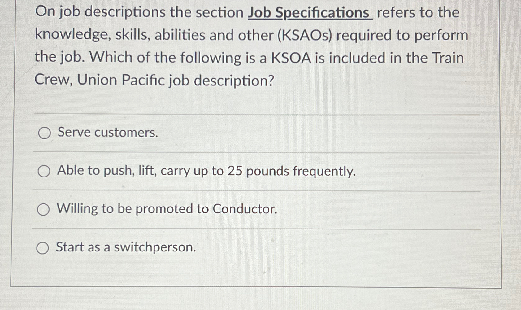Solved On job descriptions the section Job Specifications | Chegg.com