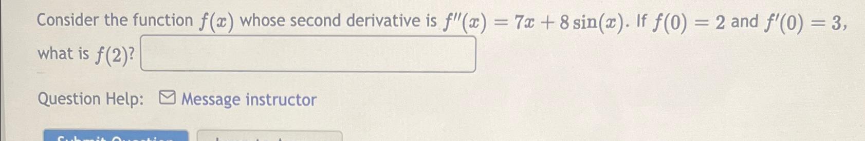 Solved Consider the function f(x) ﻿whose second derivative | Chegg.com