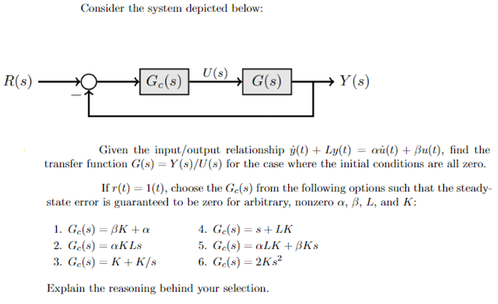 Consider the system depicted below:Given the | Chegg.com