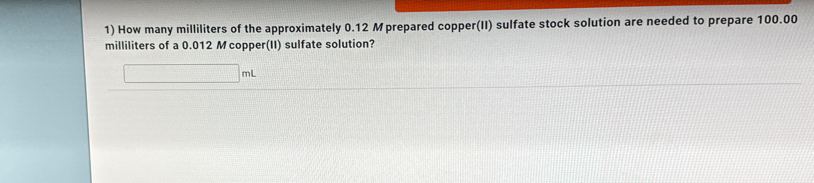Solved How many milliliters of the approximately 0.12M | Chegg.com