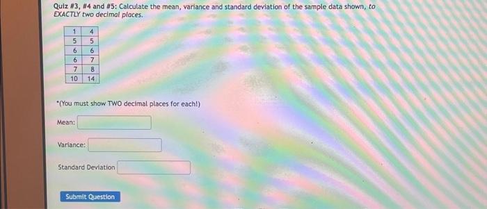 Solved 12.3 Quiz \#1, 42 : Calculate the mean, variance and | Chegg.com