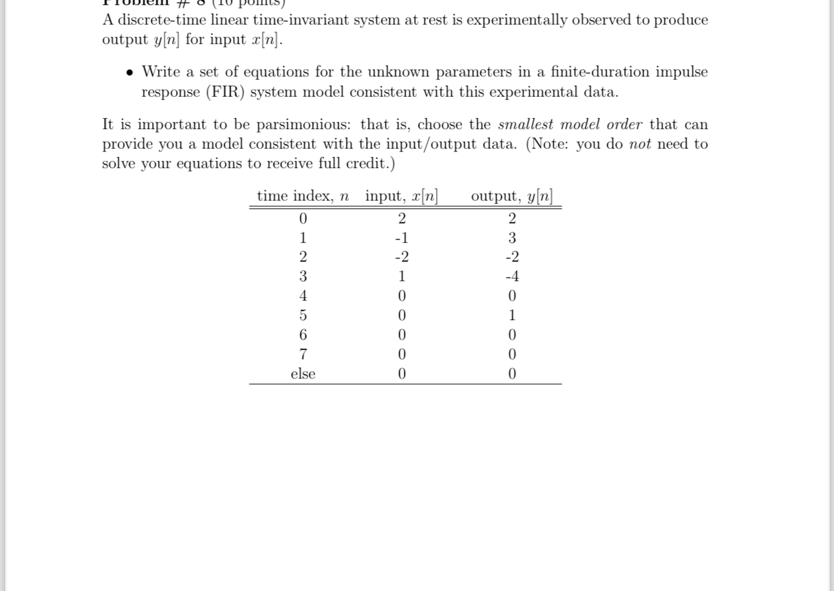 A Discrete Time Linear Time Invariant System At Rest