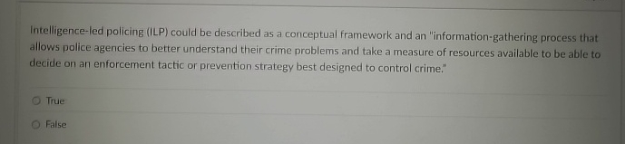 Solved Intelligence-led policing (ILP) ﻿could be described | Chegg.com