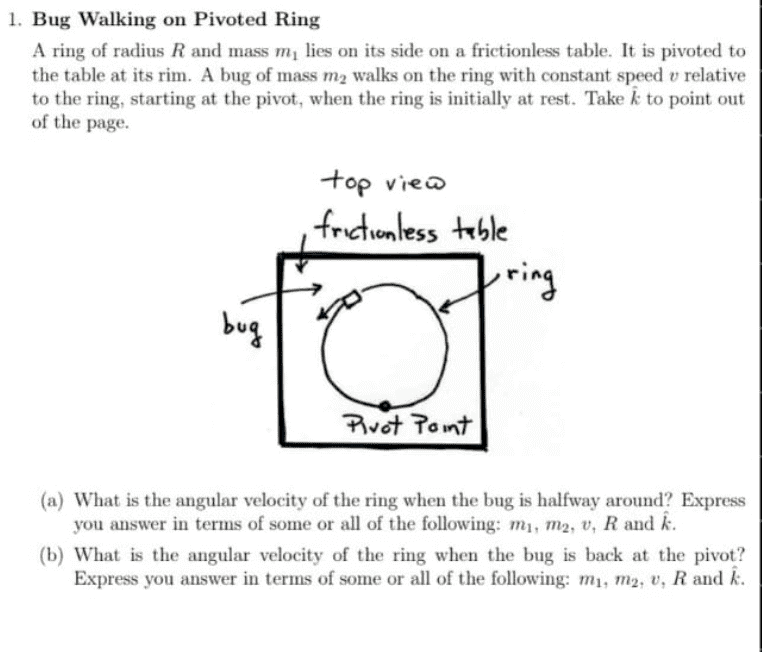 Solved Bug Walking on Pivoted RingA ring of radius R ﻿and | Chegg.com