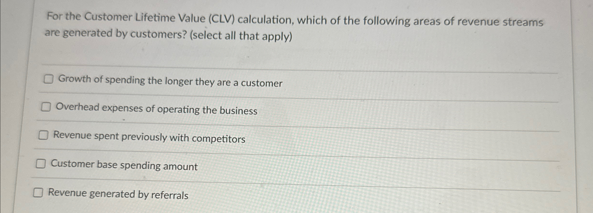 Solved For The Customer Lifetime Value Clv ﻿calculation