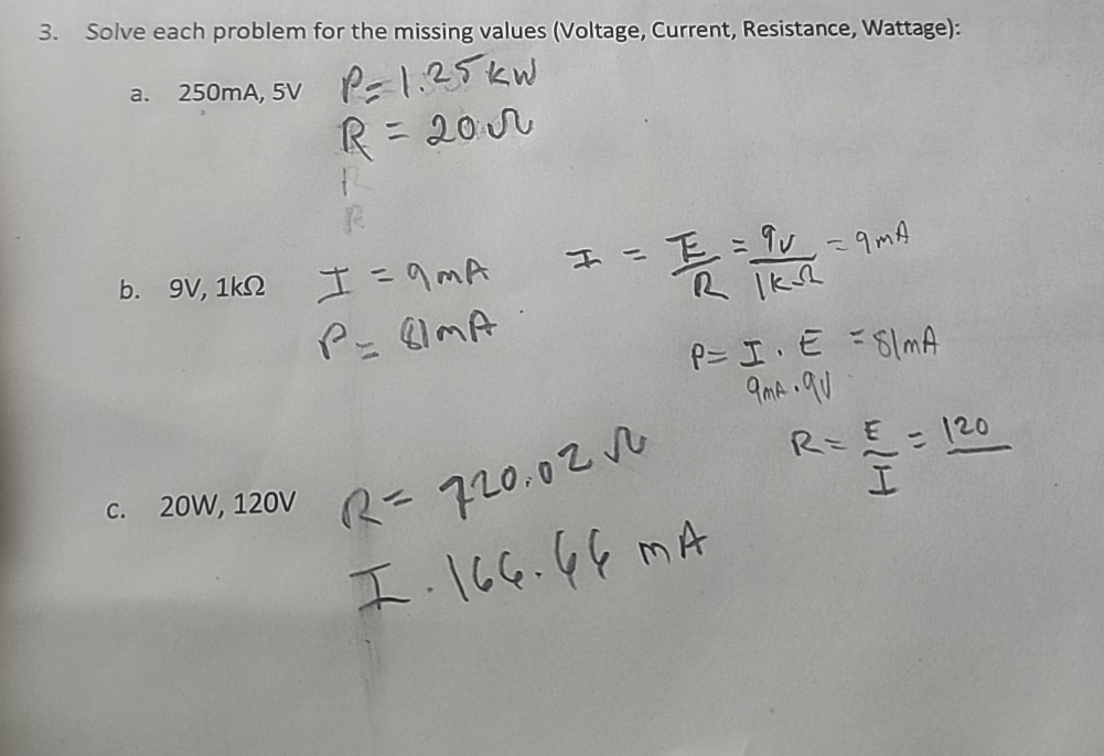 Solved Solve each problem for the missing values (Voltage, | Chegg.com