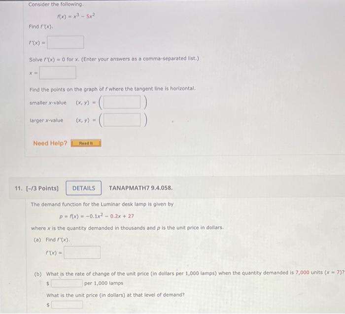 Solved Consider the following. f(x)=x3−5x2 Find f′(x). | Chegg.com